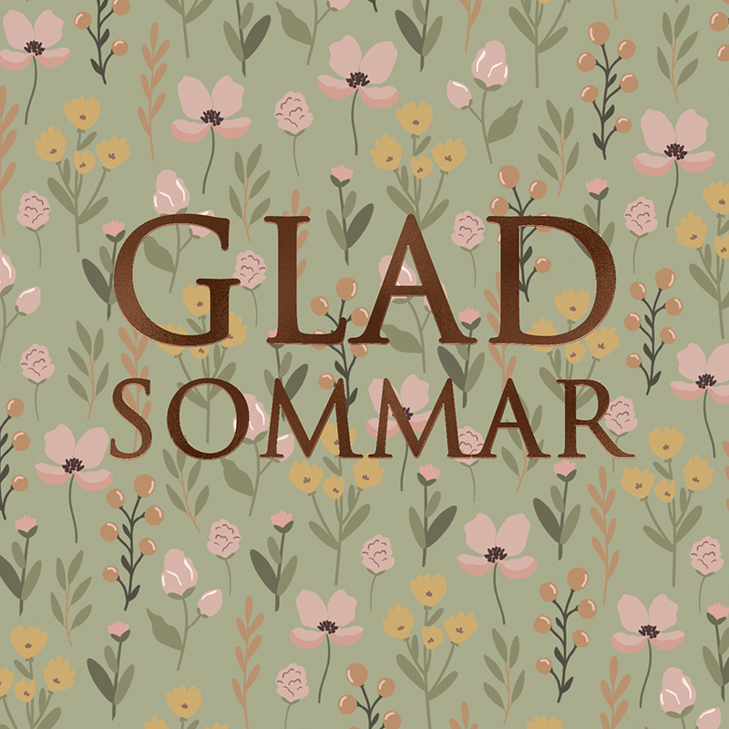 Kort Glad Sommar (flerfärgad, folierad text) | Presenteriet.se